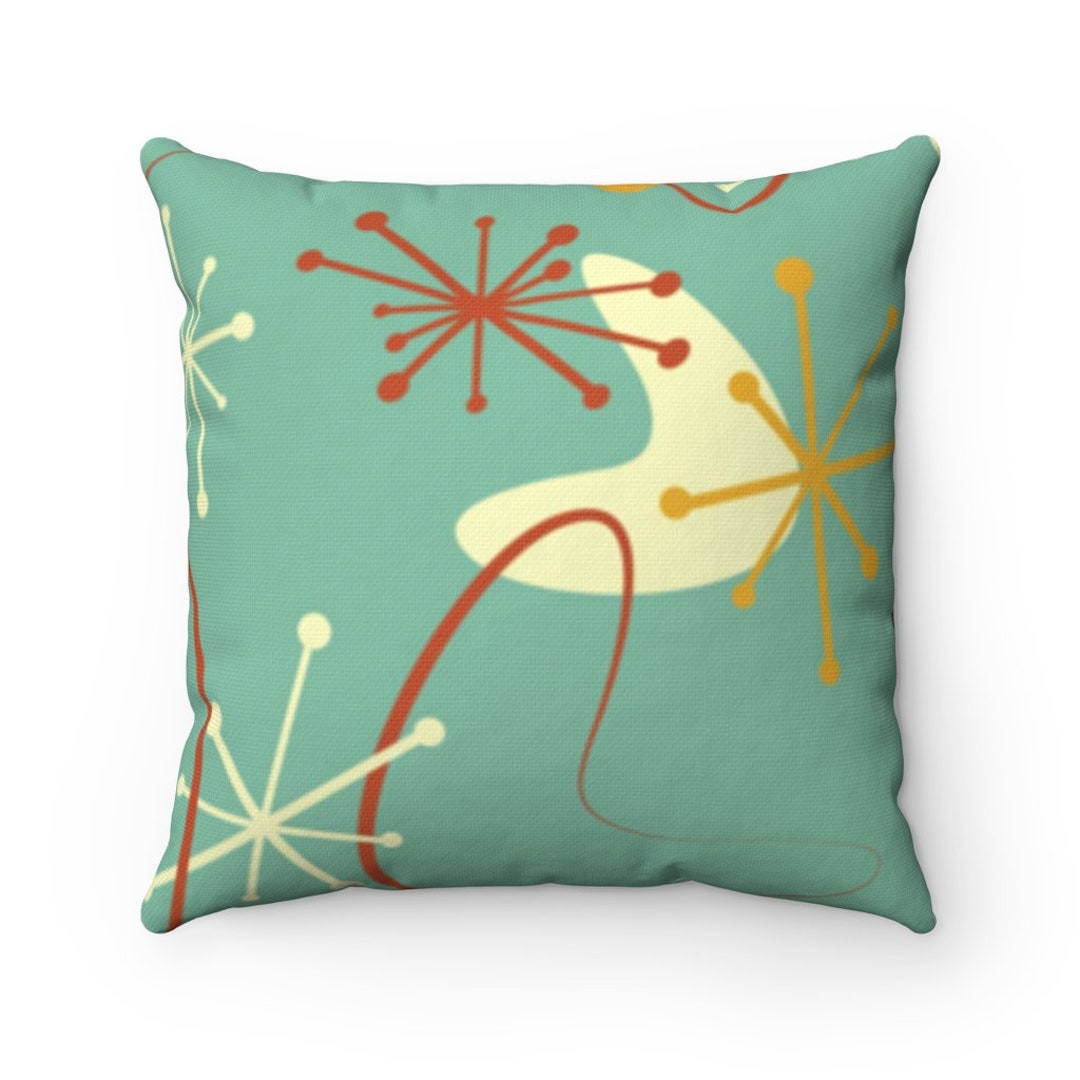 Mid Century Modern Retro Pillows Green Boomerang, Cream, and Rust Retro ...
