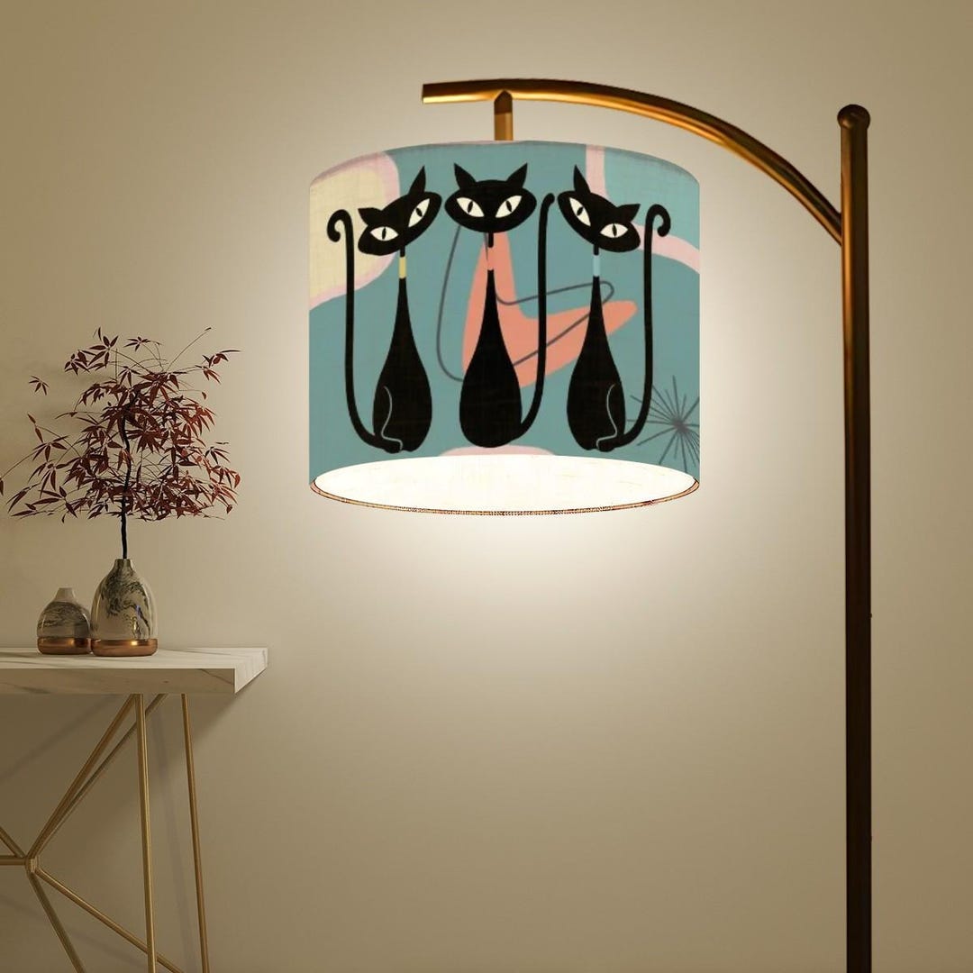 Atomic Cat Mid Century Modern Arc Lamp, Boomerang Pattern, Kitschy Mod ...