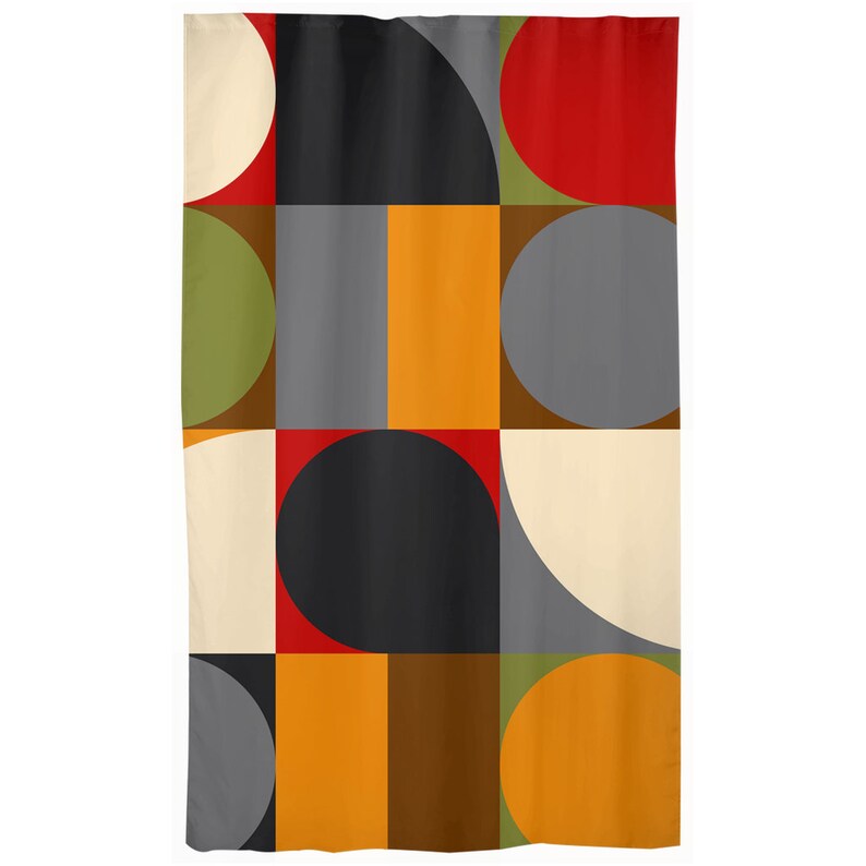 Mid Century Modern Geometric Abstract Retro Red Gray Black Etsy