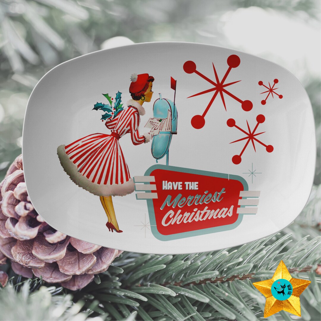 50's Atomic Christmas Dinner Party Platter, Gift, Retro Kitschy ...