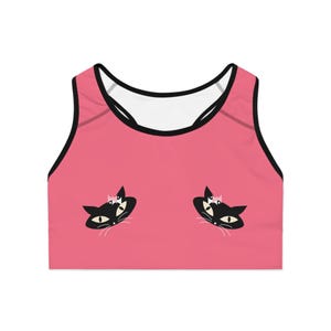 Atomic Cat Kitty Tiddy, Kitschy Fun, Pink Atomic Retro Sports Bra - Etsy