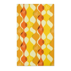 Mid Century Modern Geometric Yellow and Orange Retro Area Rugs | Etsy