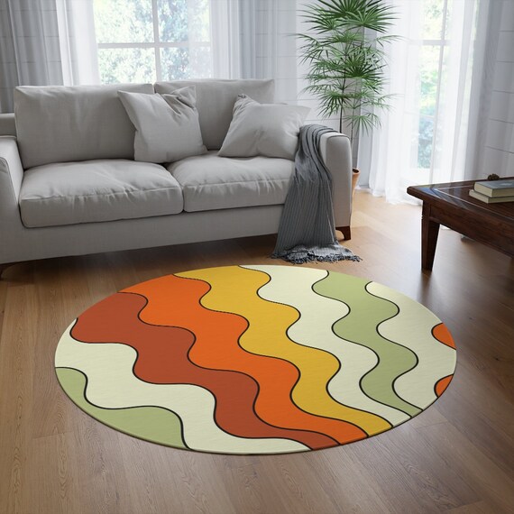 Groovy Super Groovy 70's Home Decor Round Rug Green - Etsy