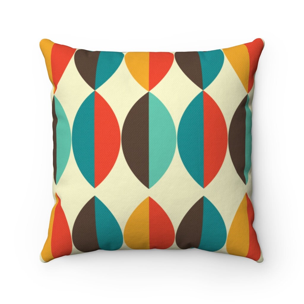 Mid Century Modern Geometric MCM Home Decor Brown Teal - Etsy