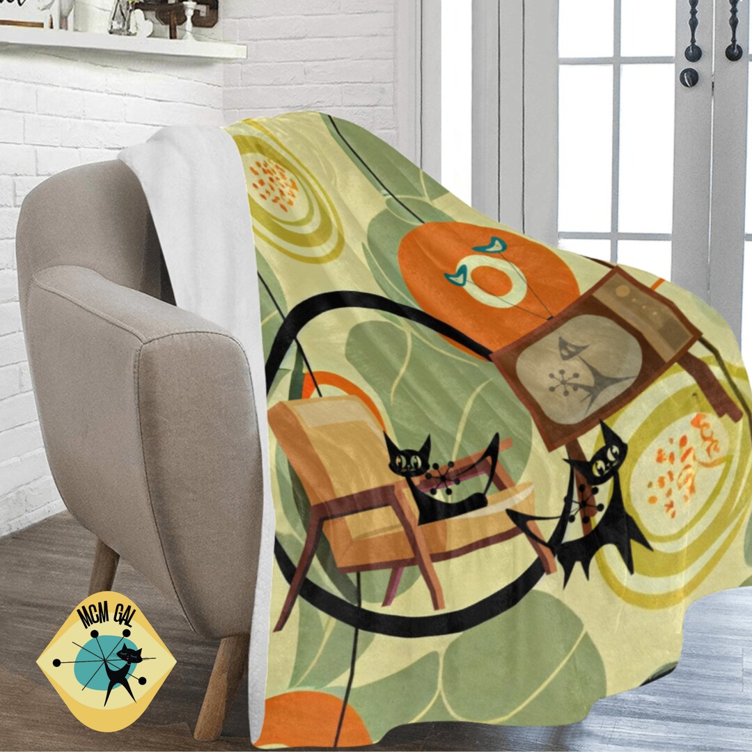 Mid Century Modern Designs, Atomic Cats, Black Cat Lover, Geometric ...