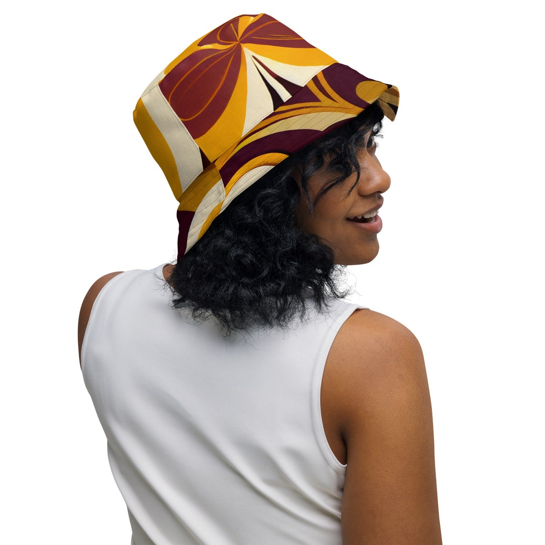 60's 70's Hippie Retro Apparel, Sun Hat, Bucket, Beach Pool Two in One ...