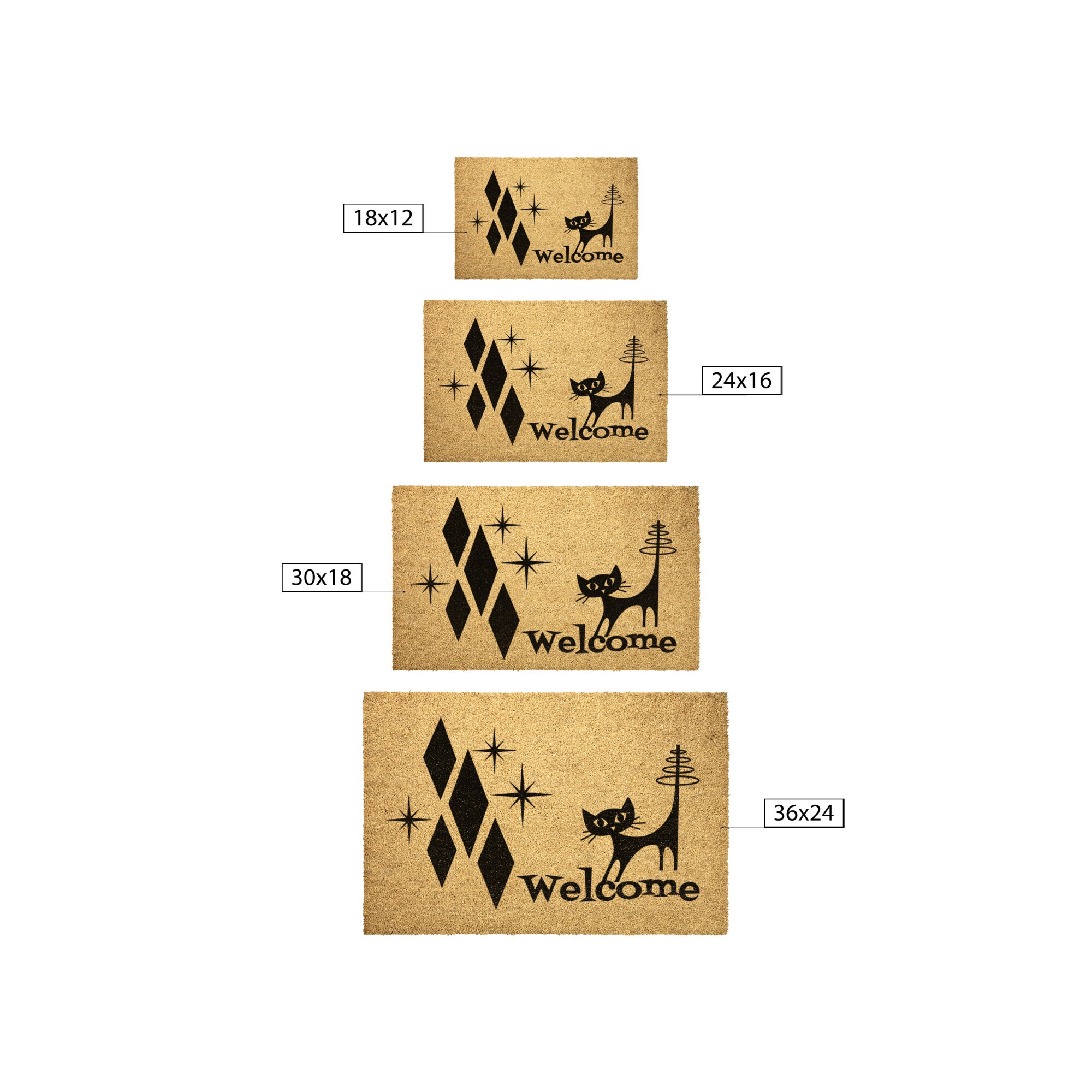 Atomic Cat Retro Welcome Astro Diamond Star Burst Mid Century - Etsy