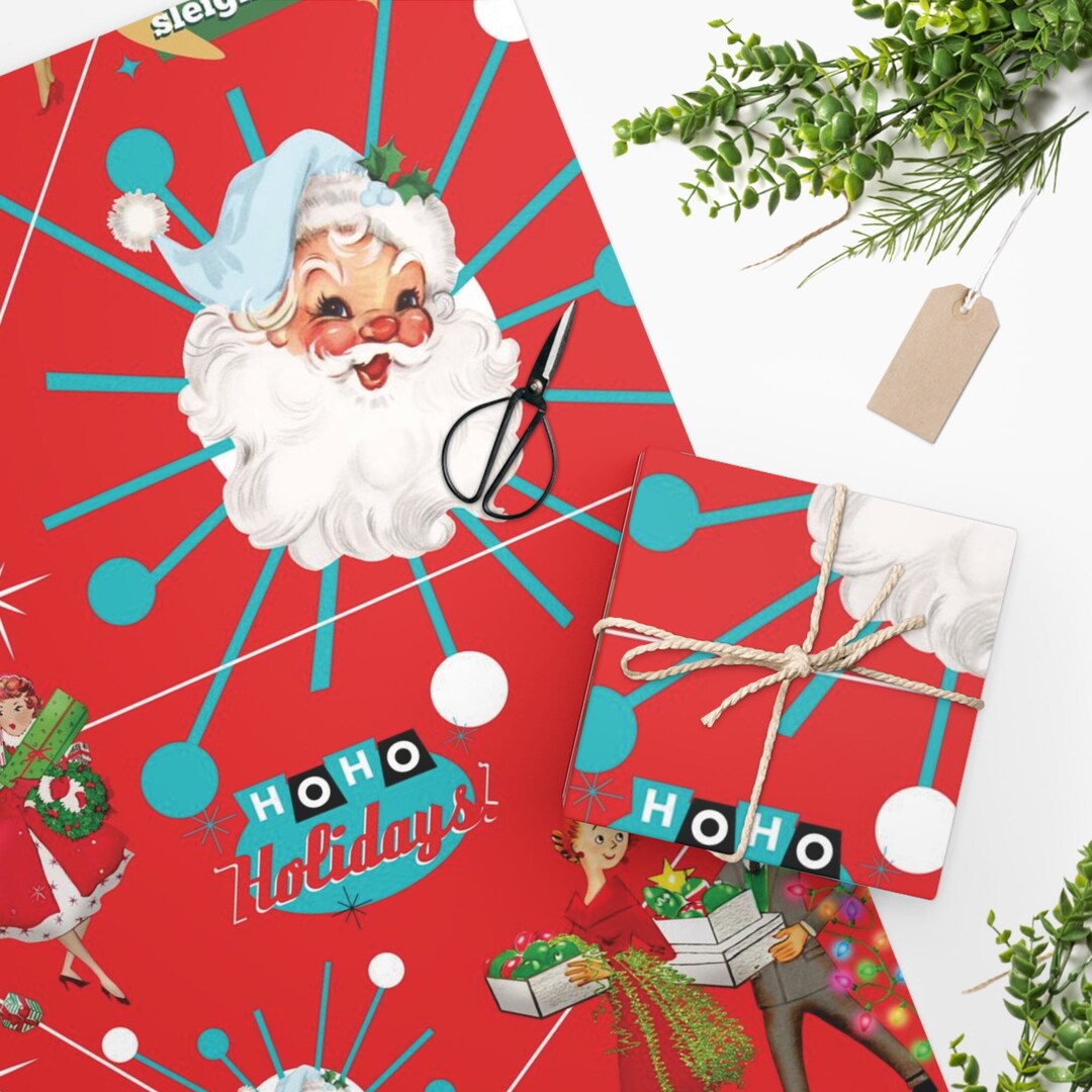 Mid Century Modern Christmas Wrapping Paper1950's Smiling - Etsy