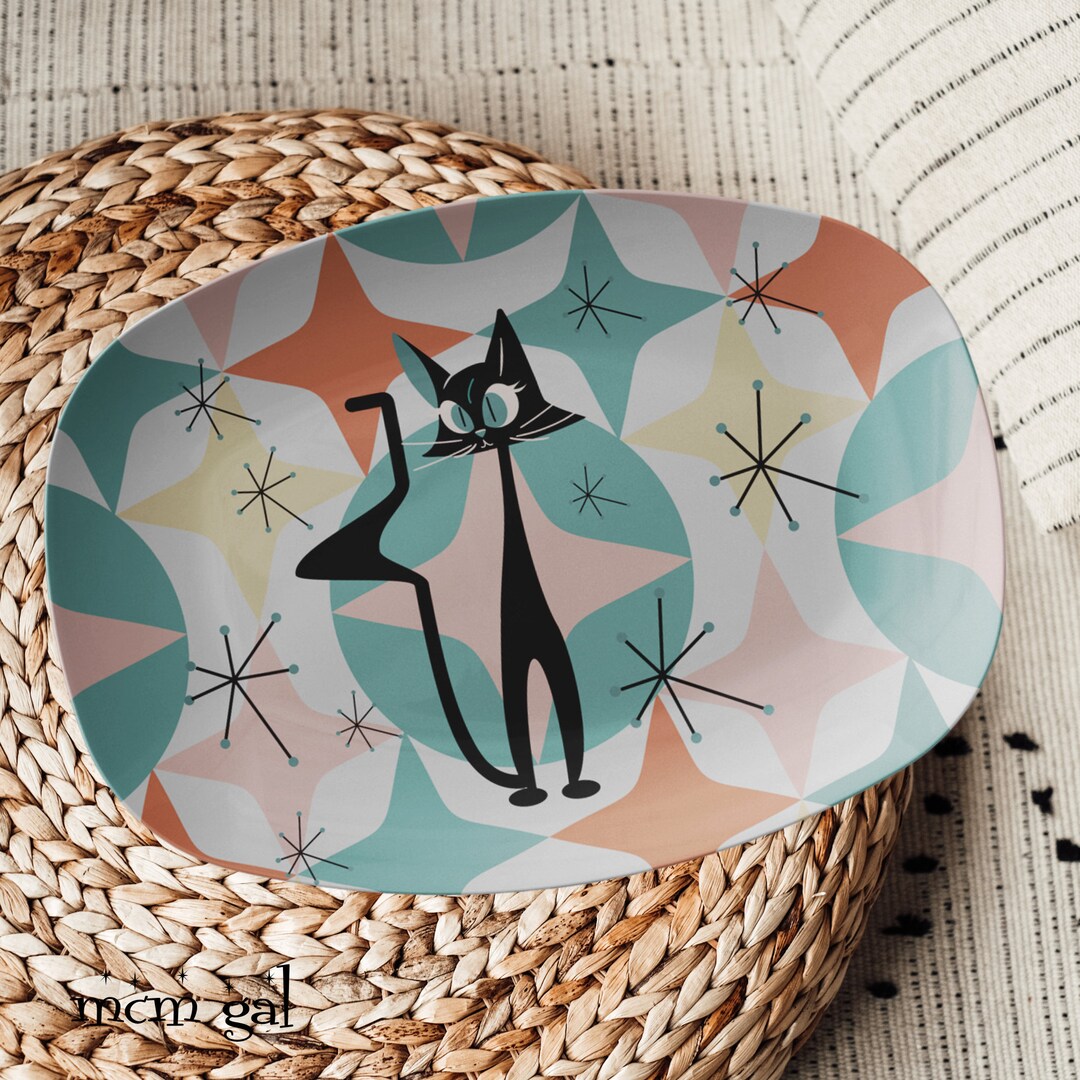 Atomic Cat Mid Century Modern Retro Party Platter, Summer Entertaining ...
