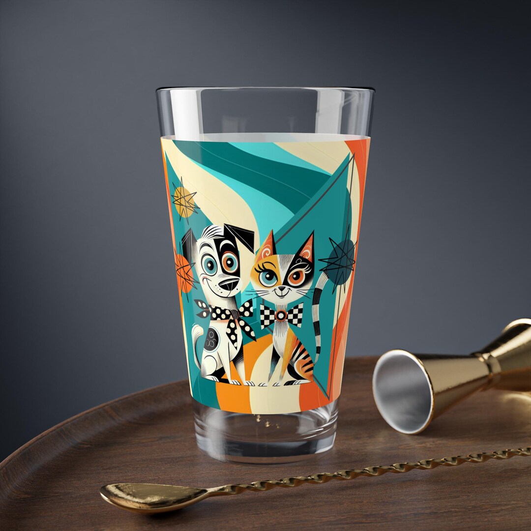 Mid Century Modern Barcart, MCM Glassware, Kitschy Mod Dog, Atomic Cat ...
