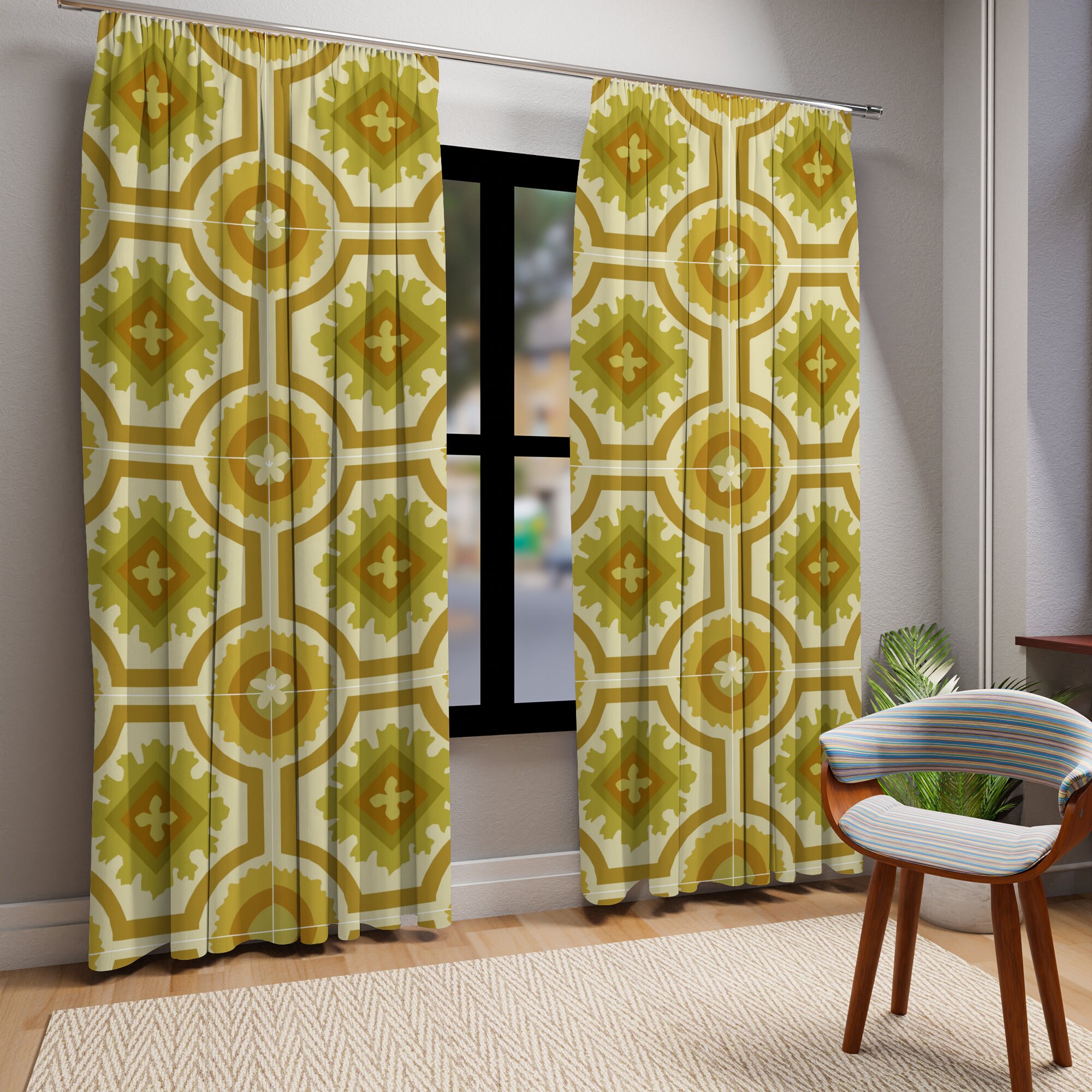60's 70's Avocado Verde Green Golden Yellow Retro - Etsy