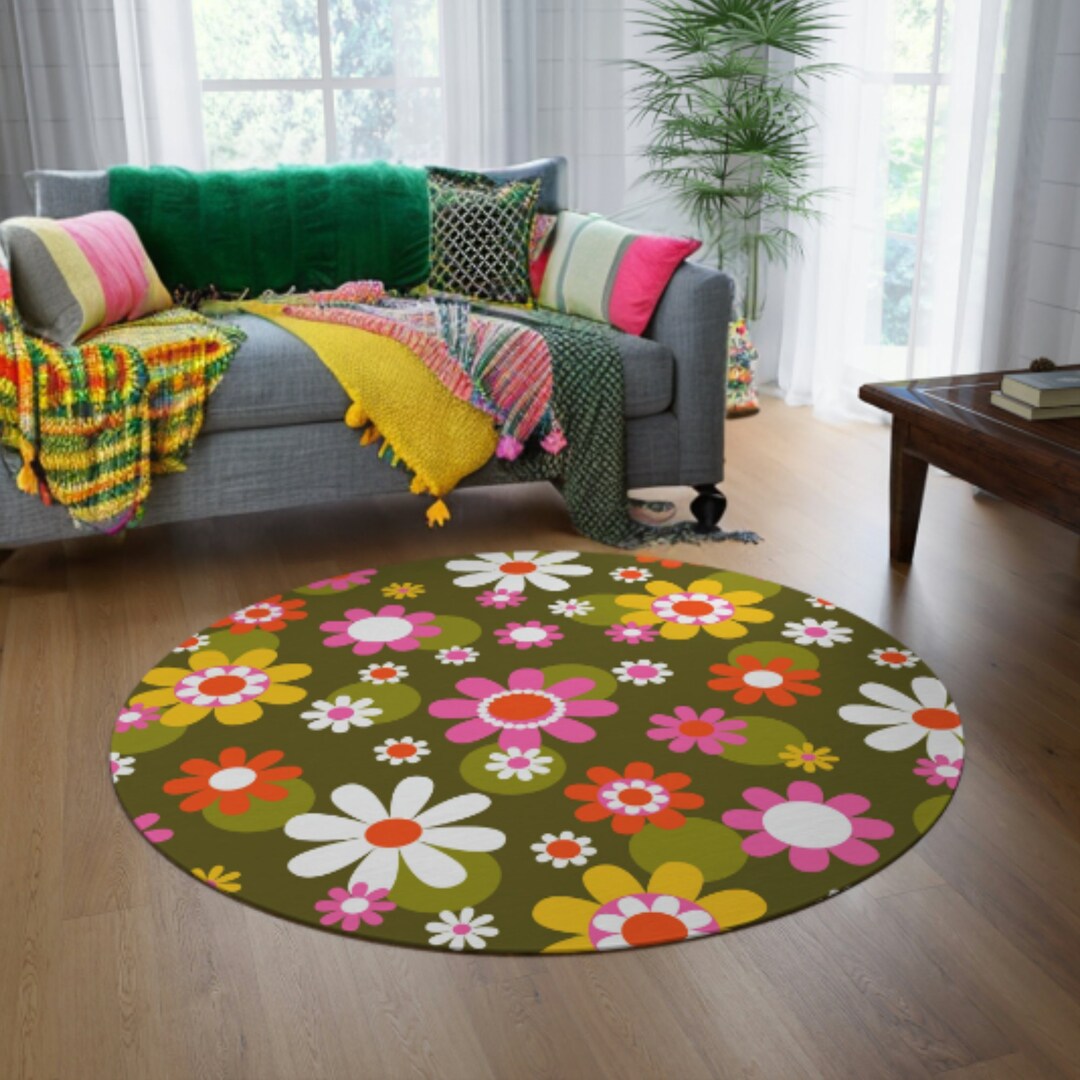 70's Bedroom, Living Room, Retro, Dornier Rug Groovy, Flower Power ...