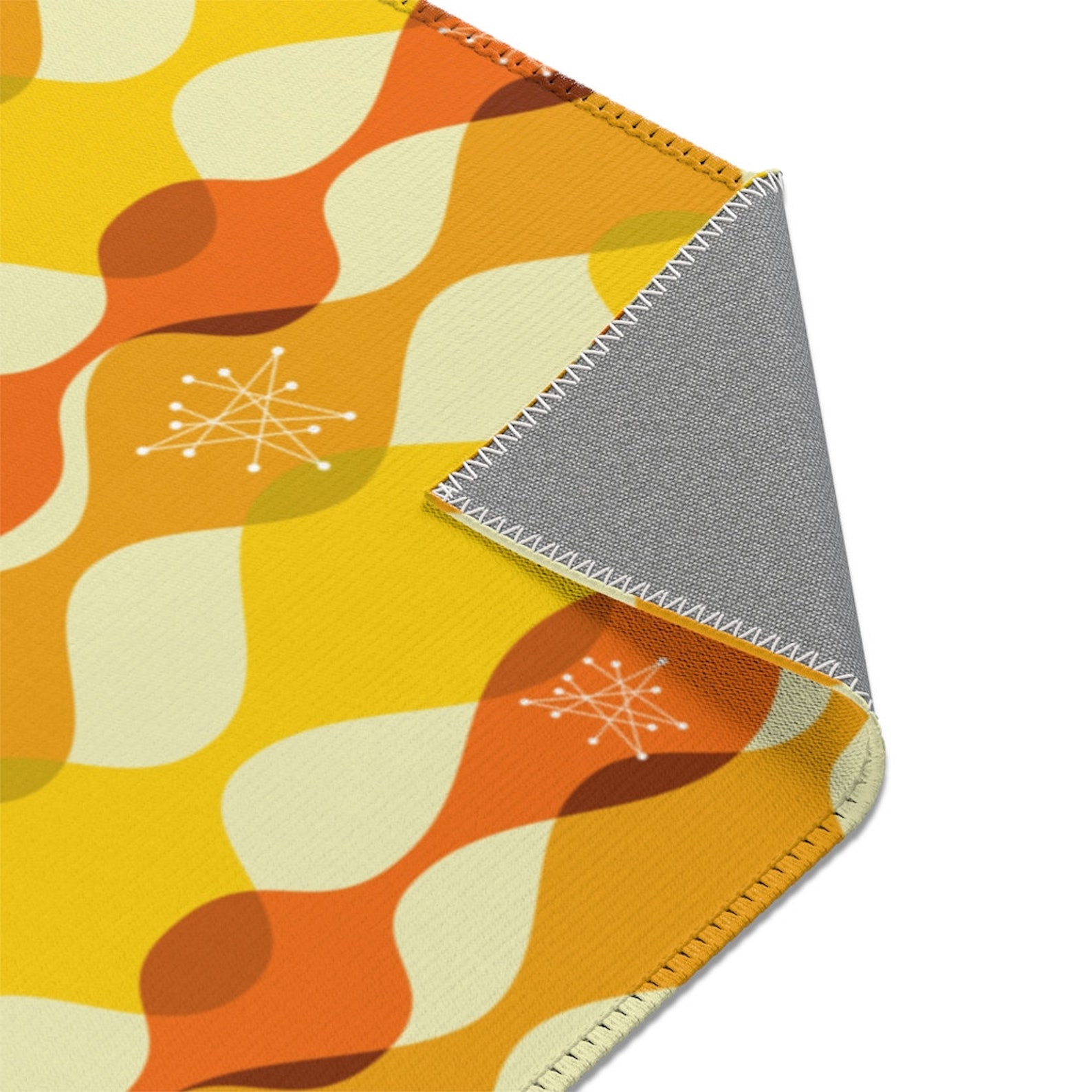 Mid Century Modern Geometric Yellow and Orange Retro Area Rugs | Etsy