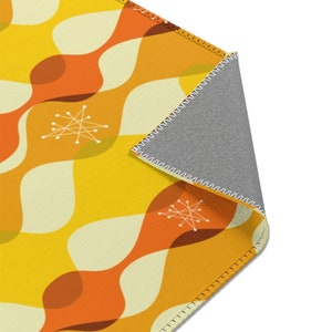 Mid Century Modern Geometric Yellow and Orange Retro Area Rugs | Etsy