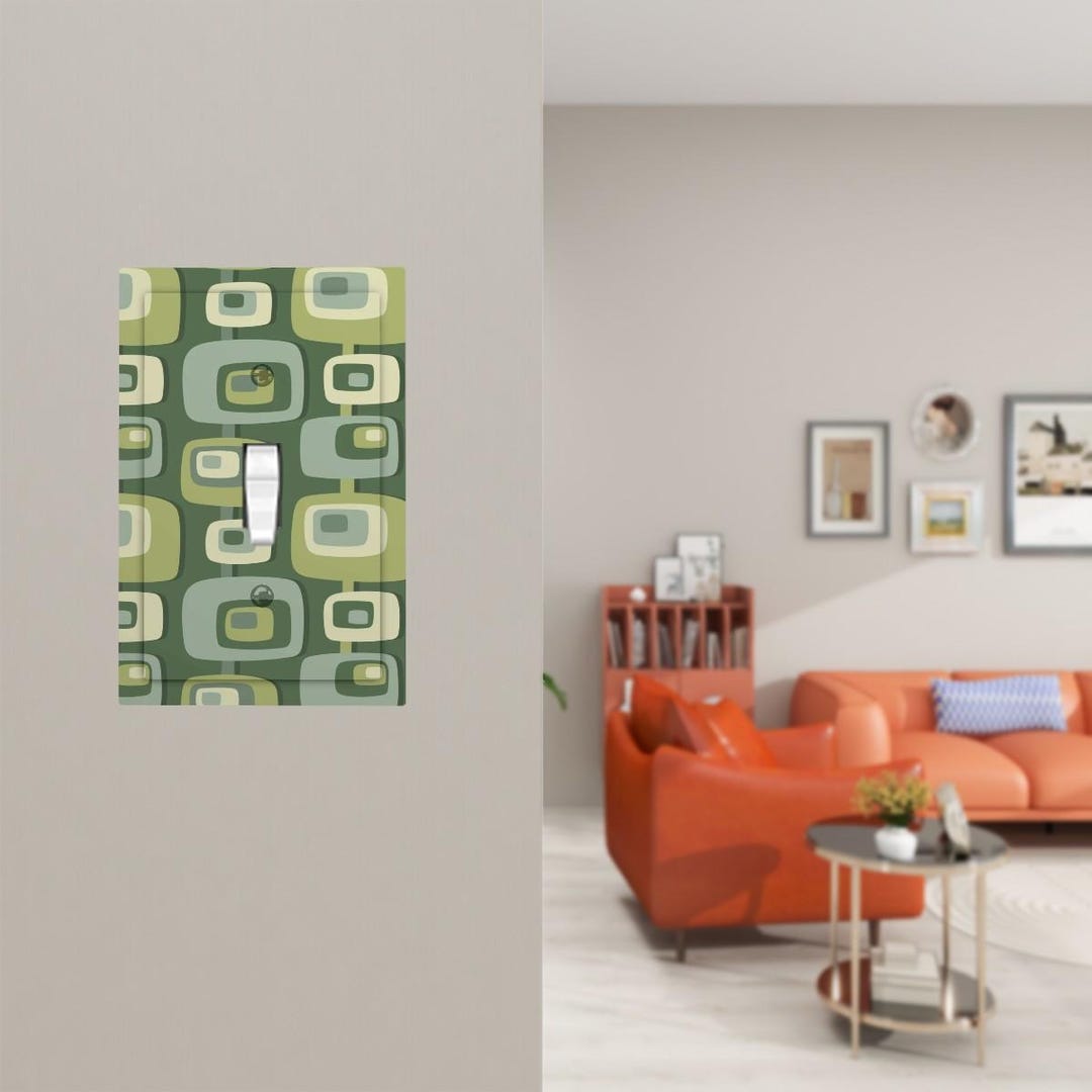 Mid Century Modern Toggle Switch Plate - Geometric Green Groovy Retro ...