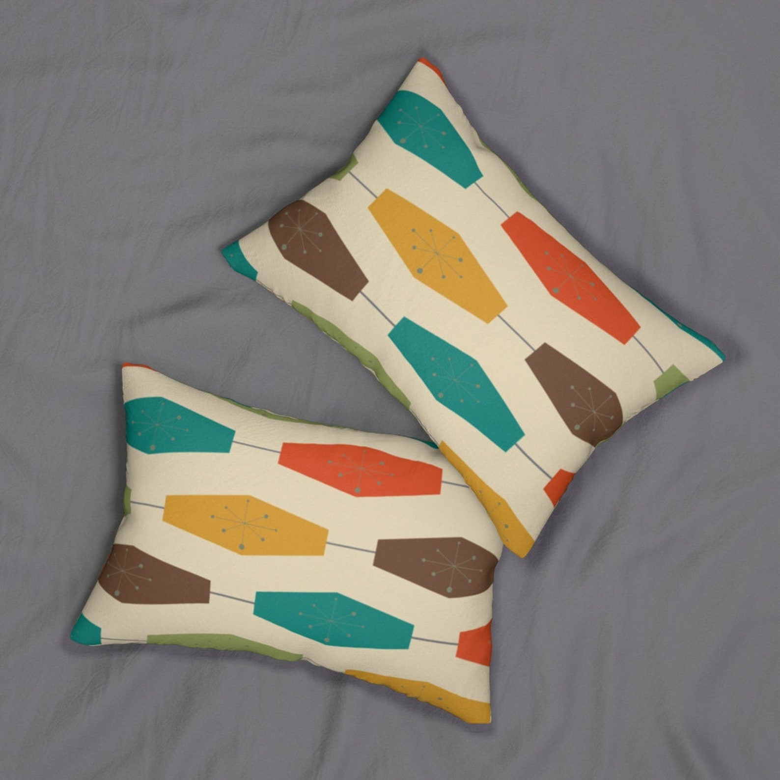 Mid Century Retro Geometric Groovy Lights Atomic Starburst Beige ...