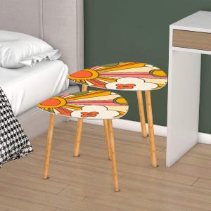 Retro 70s Groovy Nesting Tables, Orange, Yellow, Green Mod Coffee ...