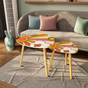 Retro 70s Groovy Nesting Tables, Orange, Yellow, Green Mod Coffee ...