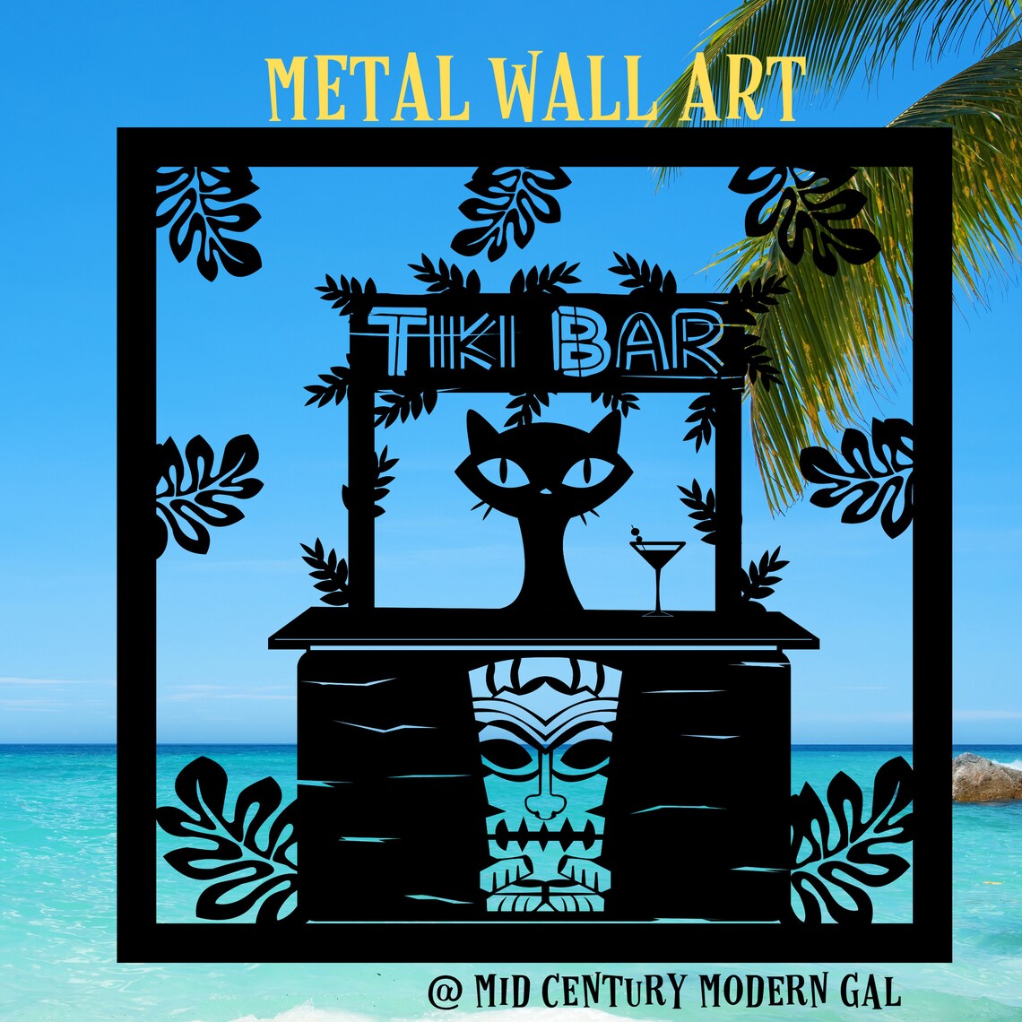 Tiki Bar Mid Century Modern Bar Cart Décor Bartender Black - Etsy