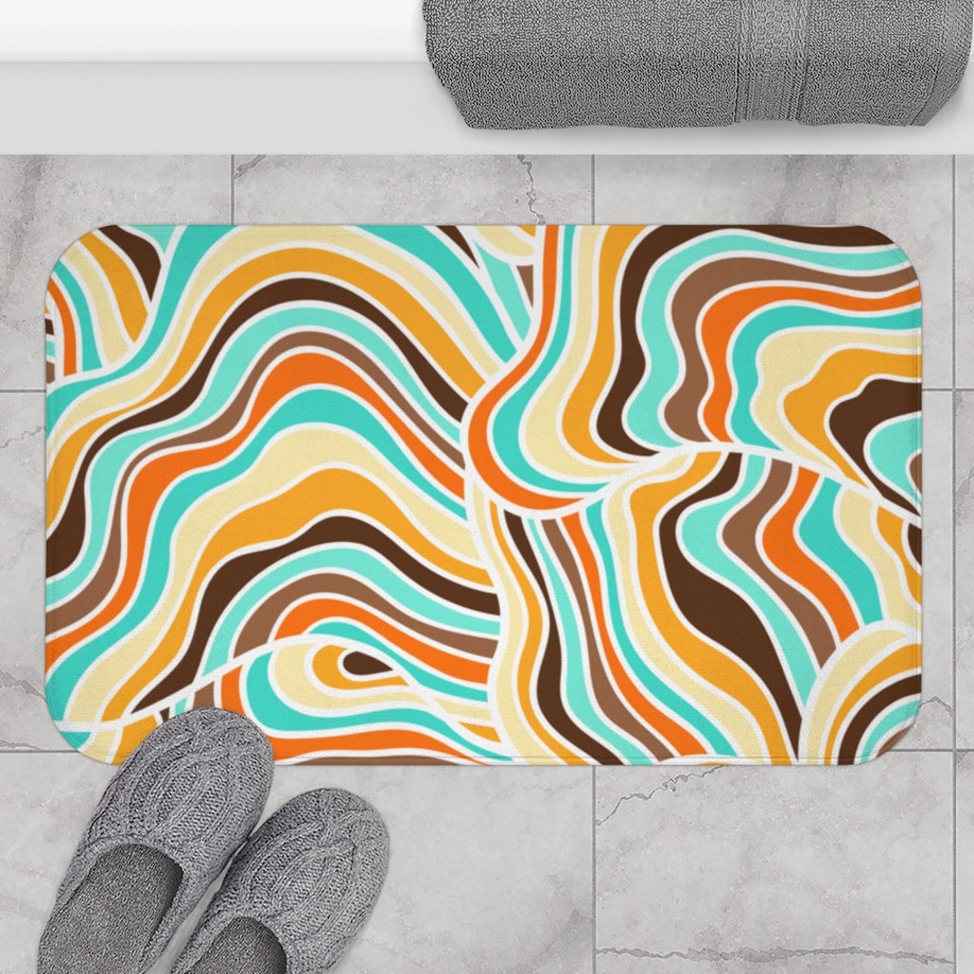 Retro Color Swirl Mid Century Modern Brown Teal Orange - Etsy