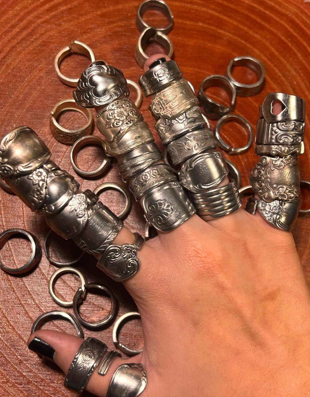 Mystery Vintage Spoon Rings - Stainless Steel and Silver - Unisex ...