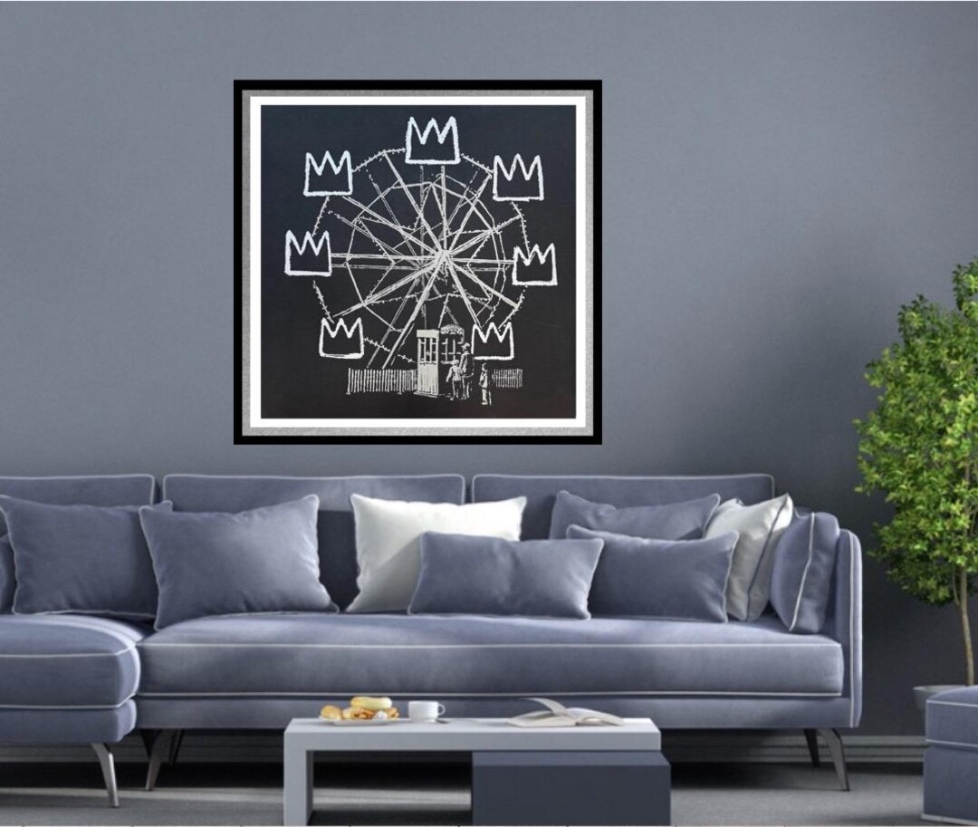 Banksy "banksquiat" (gray/ Black) -screenprint- Hand Signed BANKSY ...