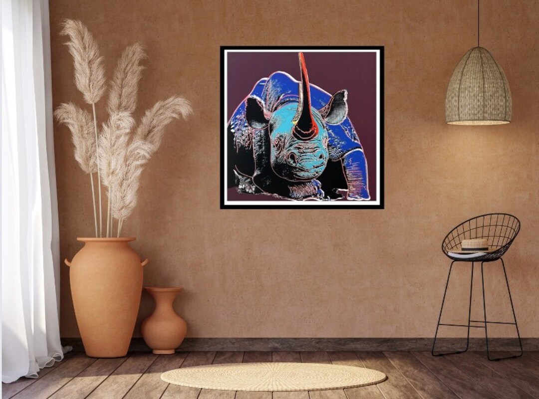 Andy WARHOL RHINO Trial Screenprint Animals Endangered Species-diam ...
