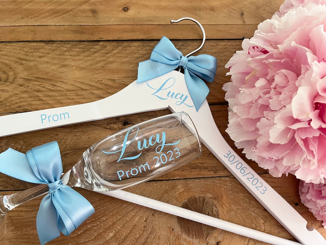 Personalised Prom Dress Hanger, Prom Champagne Glass, Prom Gift Bag ...