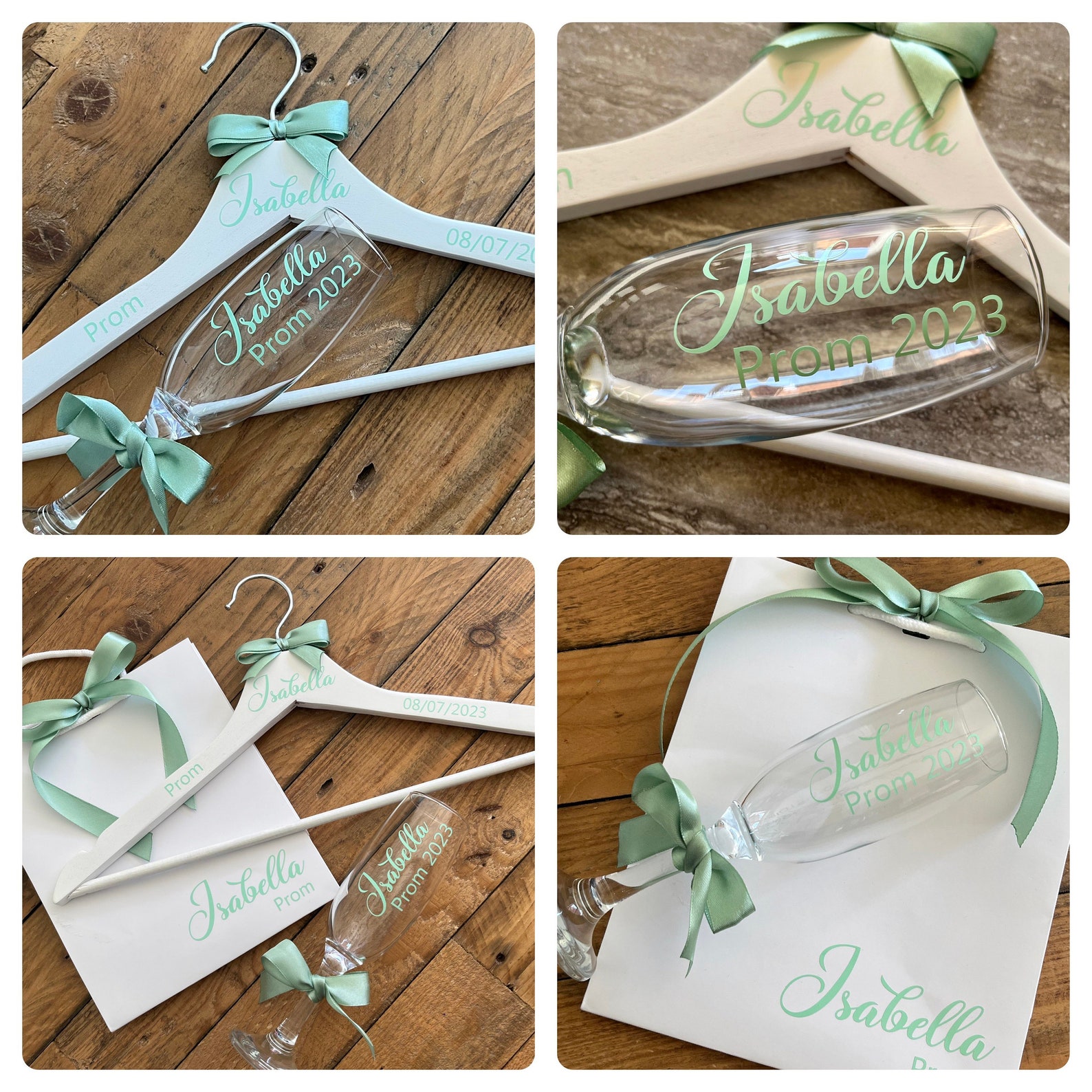 Personalised Prom Dress Hanger, Prom Champagne Glass, Prom Gift Bag ...