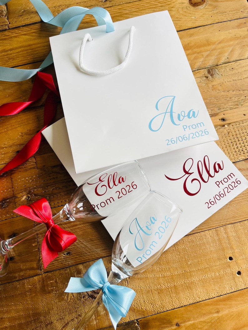 Personalised Prom Dress Hanger, Prom Champagne Glass, Prom Gift Bag ...