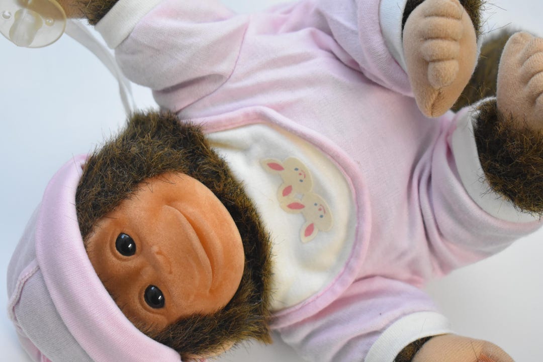 Vintage 1994 Hosung 9" Baby Monkey Chimp Pink Outfit W/o Pacifier Plush ...
