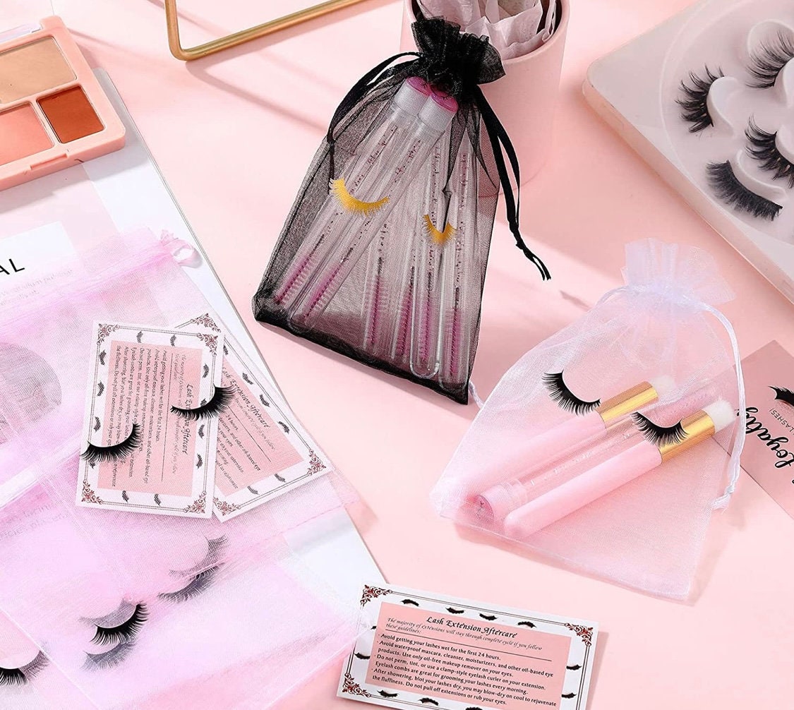 Happy Lash Volume Lash Extension Aftercare Bags | Eyelash Print Makeup ...