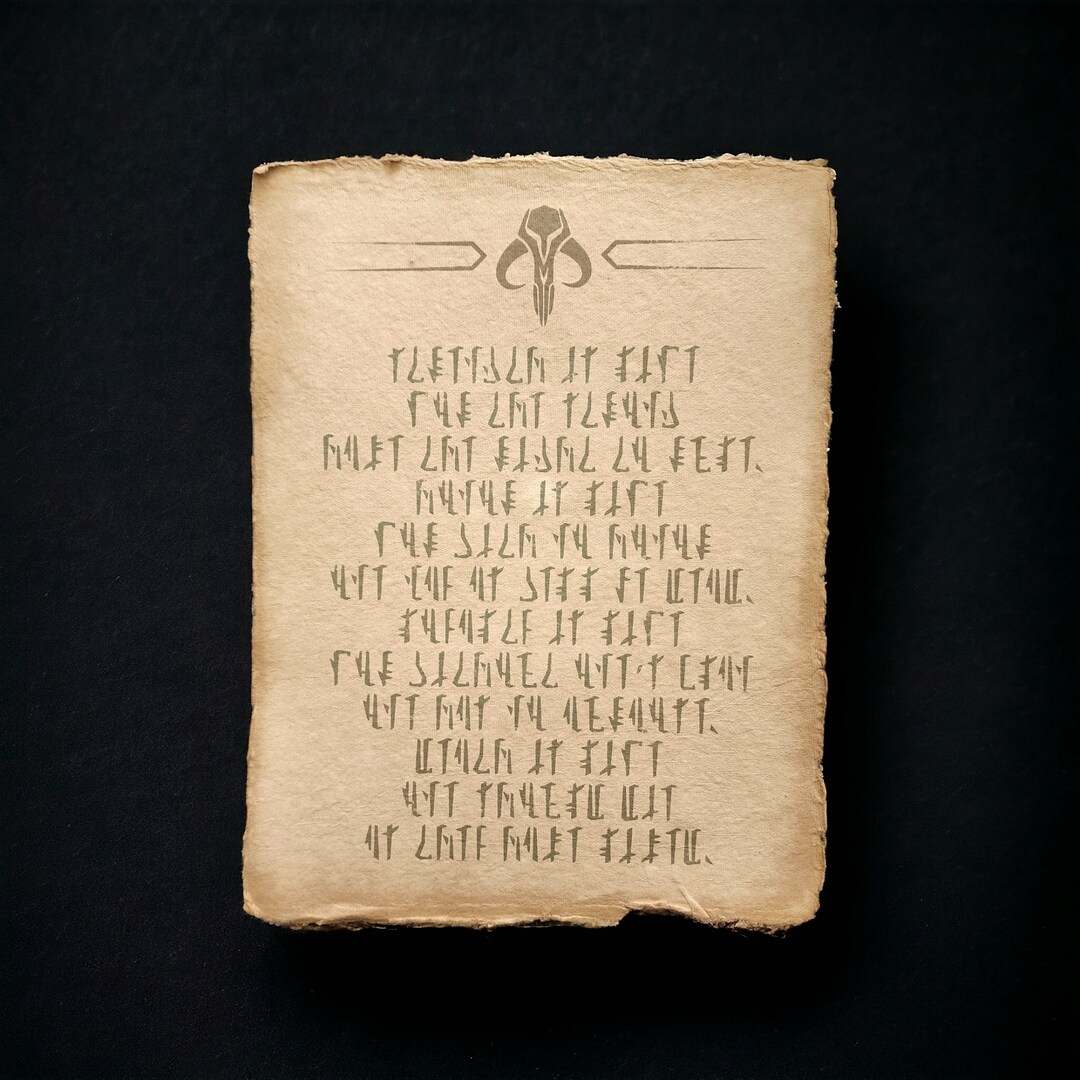Mandalorian Code Scroll - Heavyweight Cotton Parchment Print, Prop ...