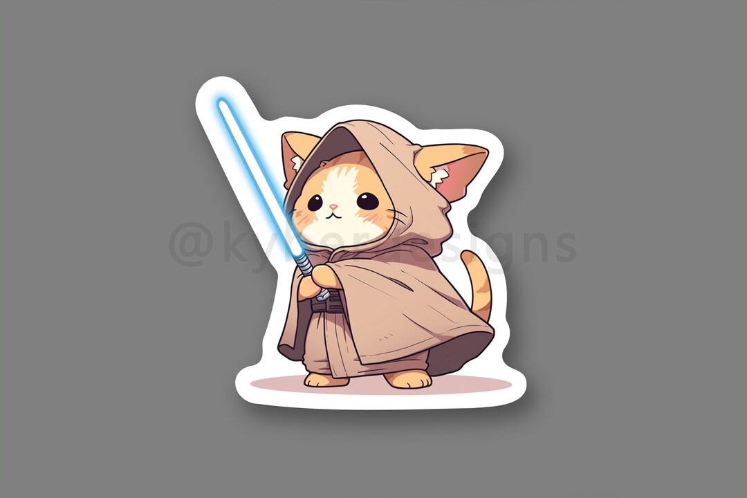 Orange Cat Jedi Custom Vinyl Sticker Star Wars Fanart Decal Collectible ...