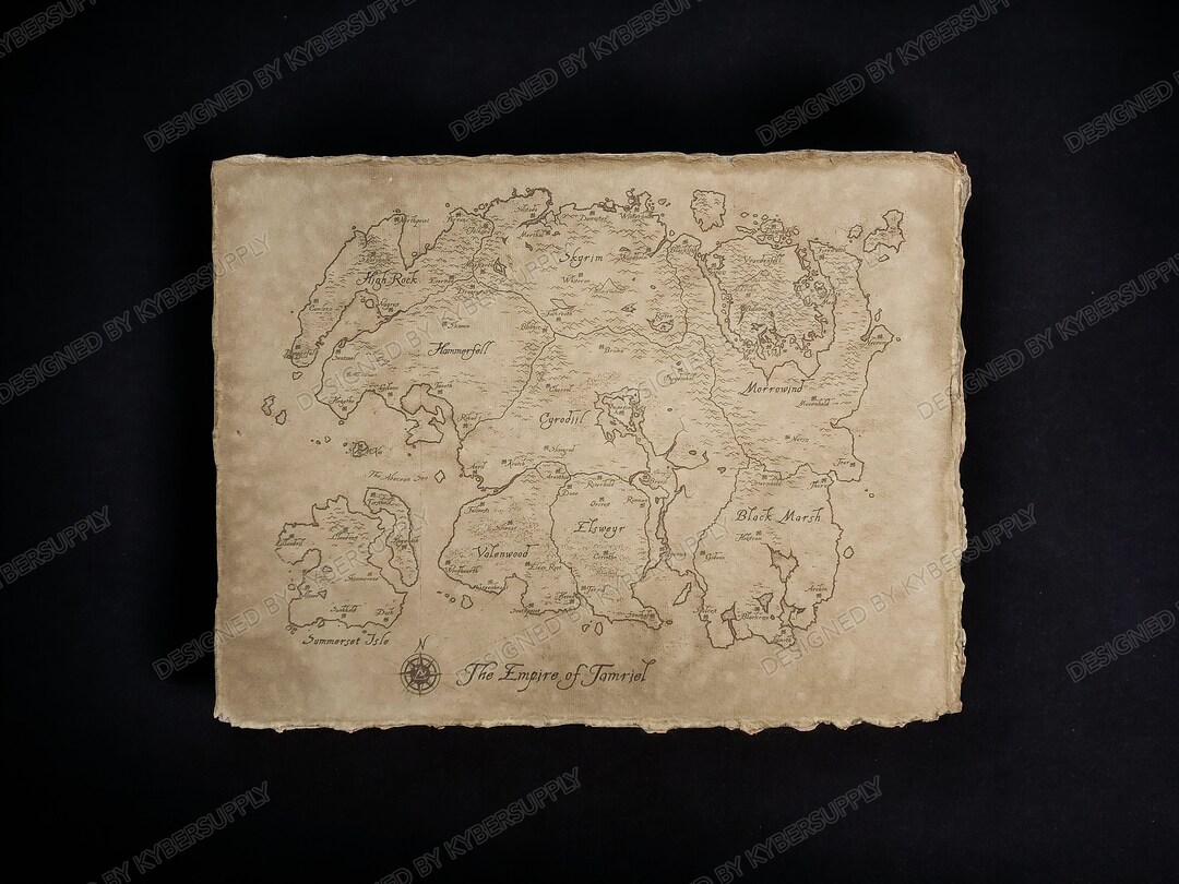 Weathered TES World Map Print: Handmade Fan Art Scroll Replica - Etsy