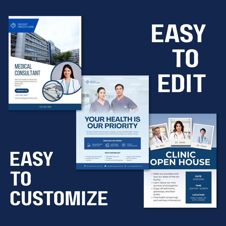 Medical Flyer Template Bundle – Clinic Marketing, Volunteer Outreach (5 ...