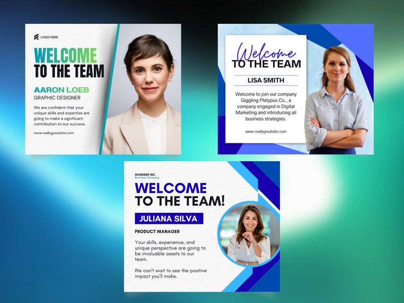 Employee Spotlight Canva Template 3 Pack | Staff Introduction Post ...