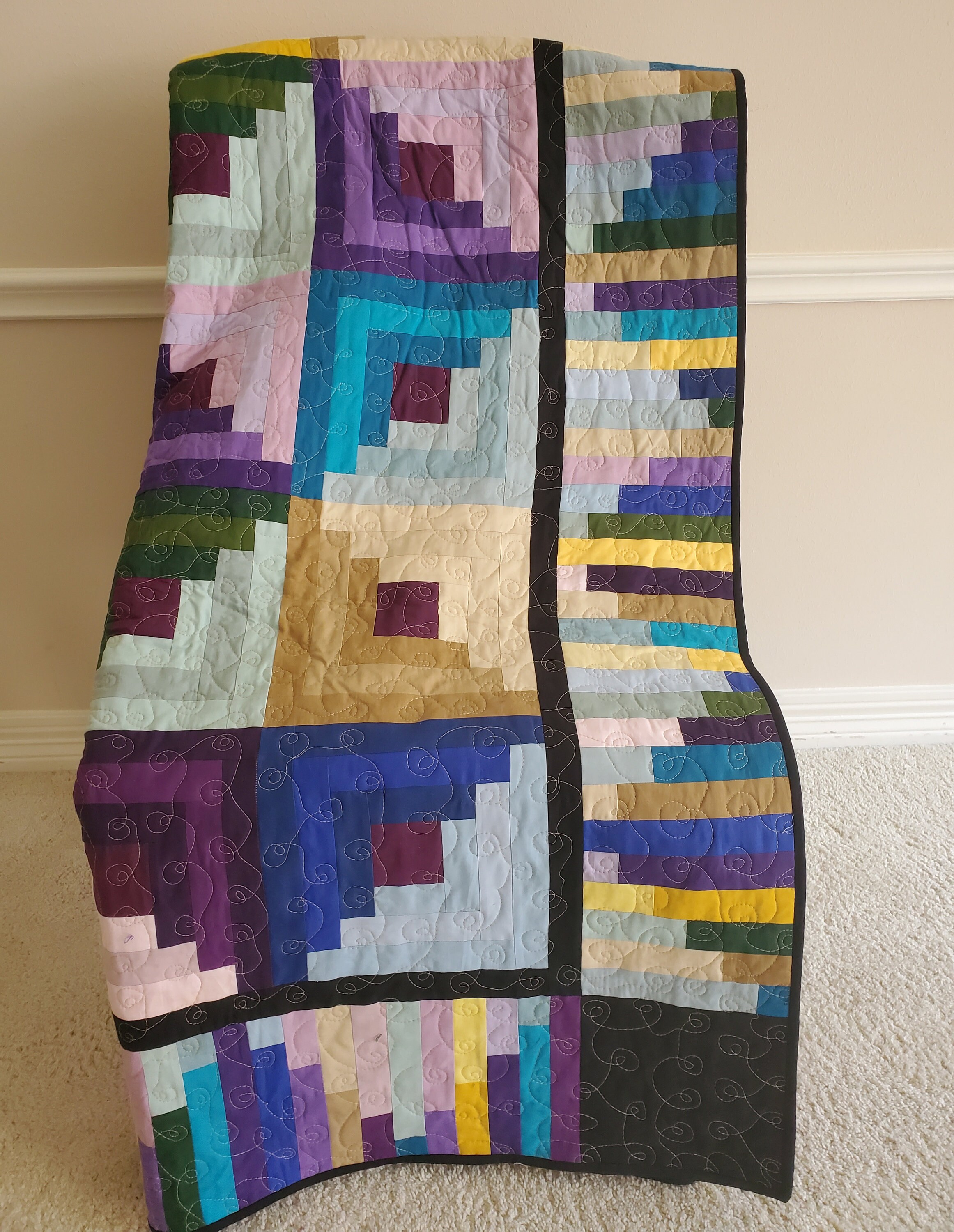 Log Cabin Solid Jewel Tone Color Queen- King Size Quilt 96"x96" - Etsy