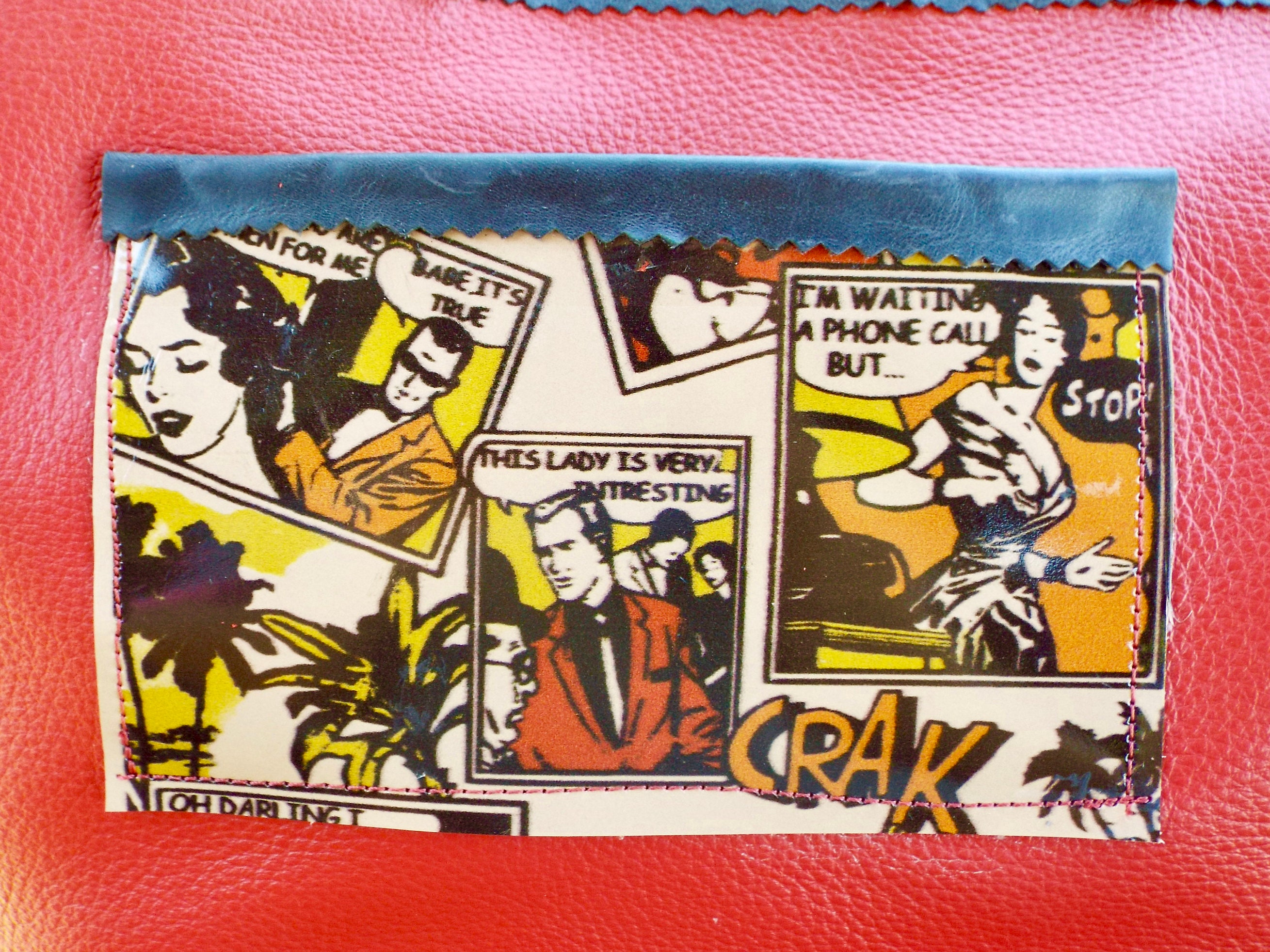 Handmade Leather Tote With Comic Book Print - Etsy