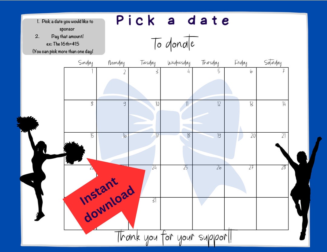 Cheerleader Calendar: Fundraiser Edition - Etsy
