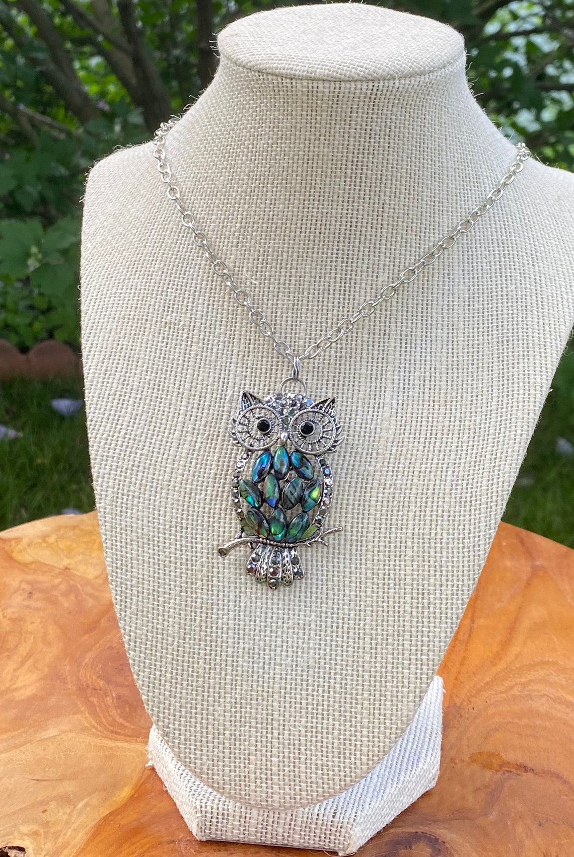 Metal Chain Necklace with Owl Shell Pendant | Etsy