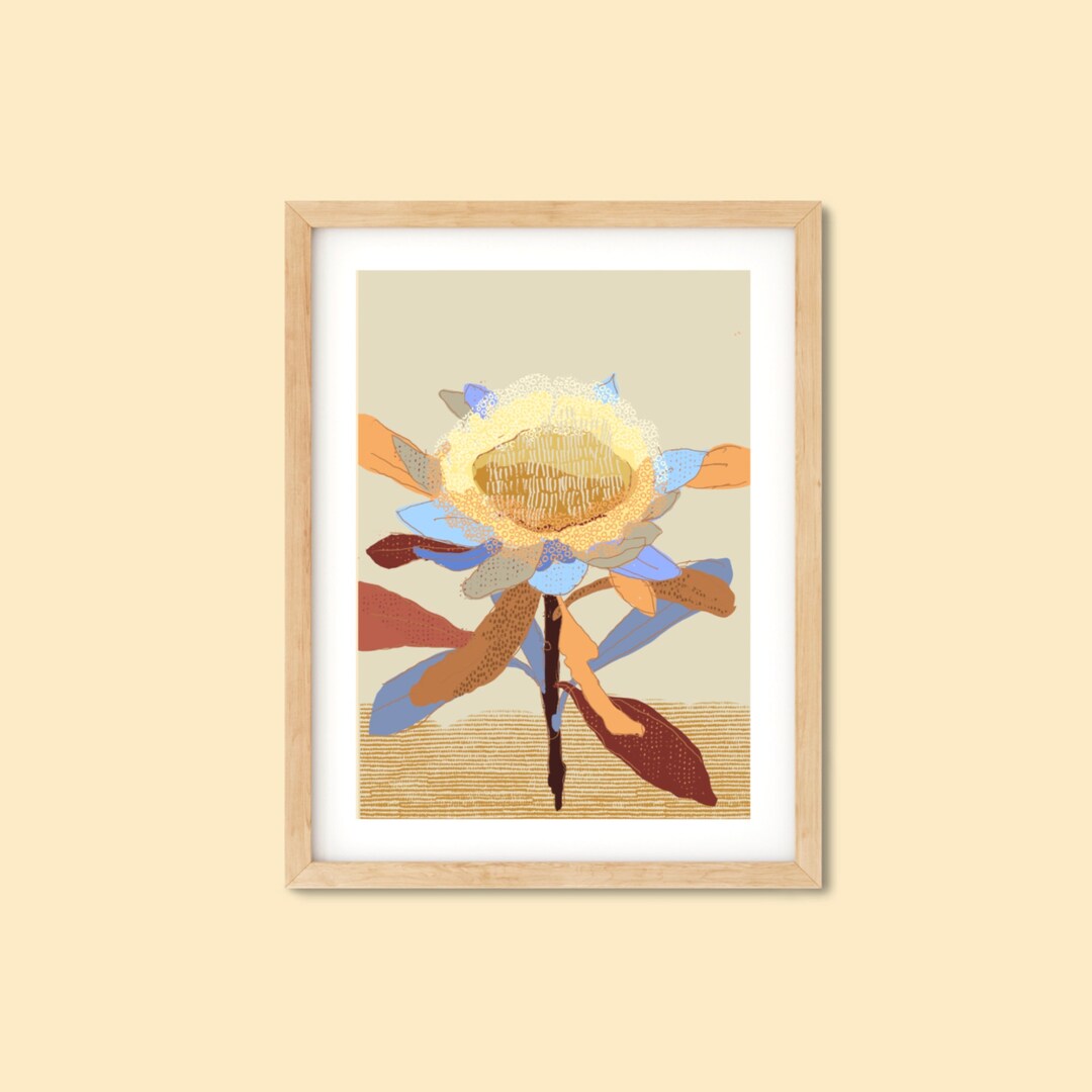 Blue Waratah Australian Native Plant Digital Print, Neutral Wall Art ...