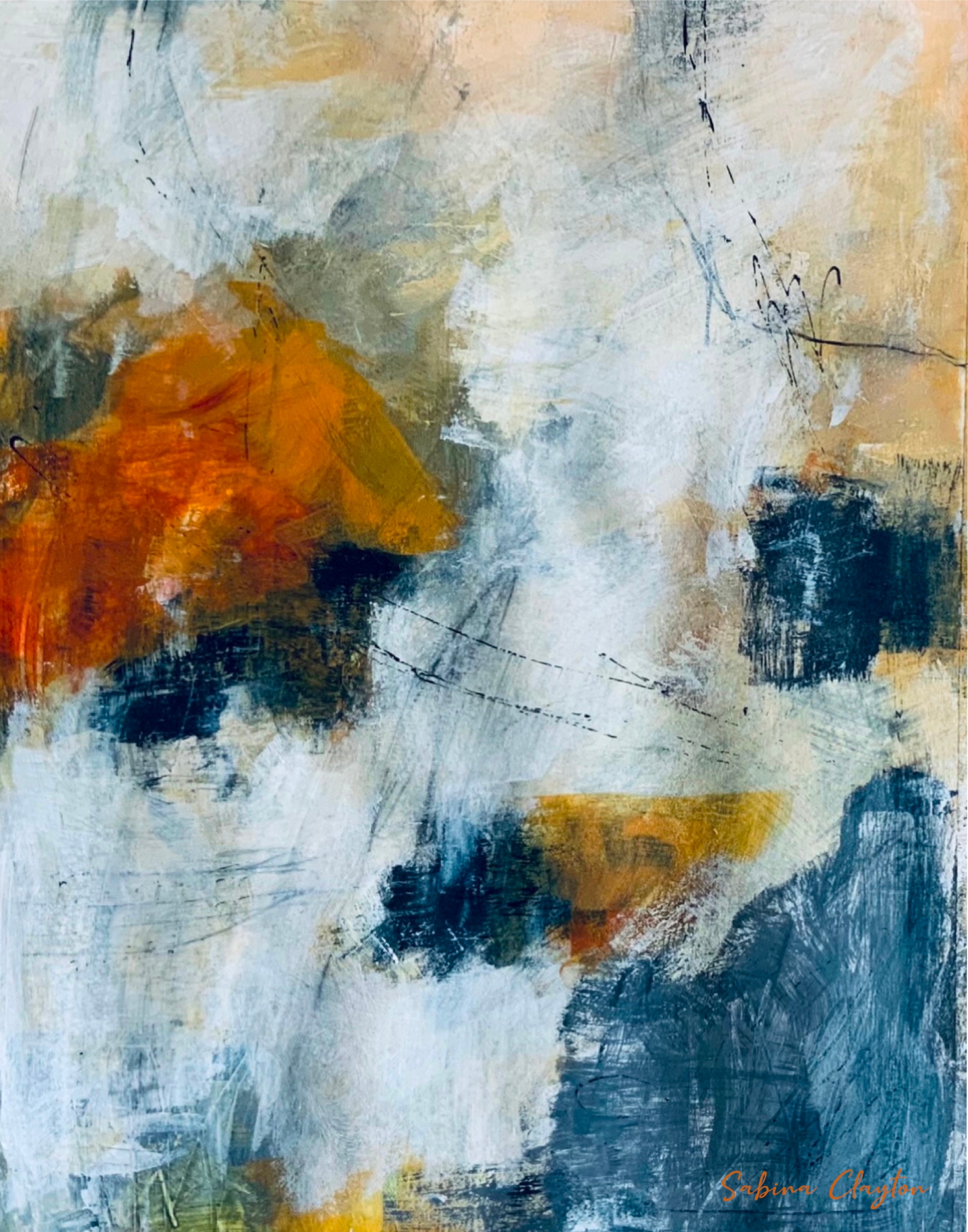 Orange and Blue Abstract Art, Printable Wall Art, High Resolution ...