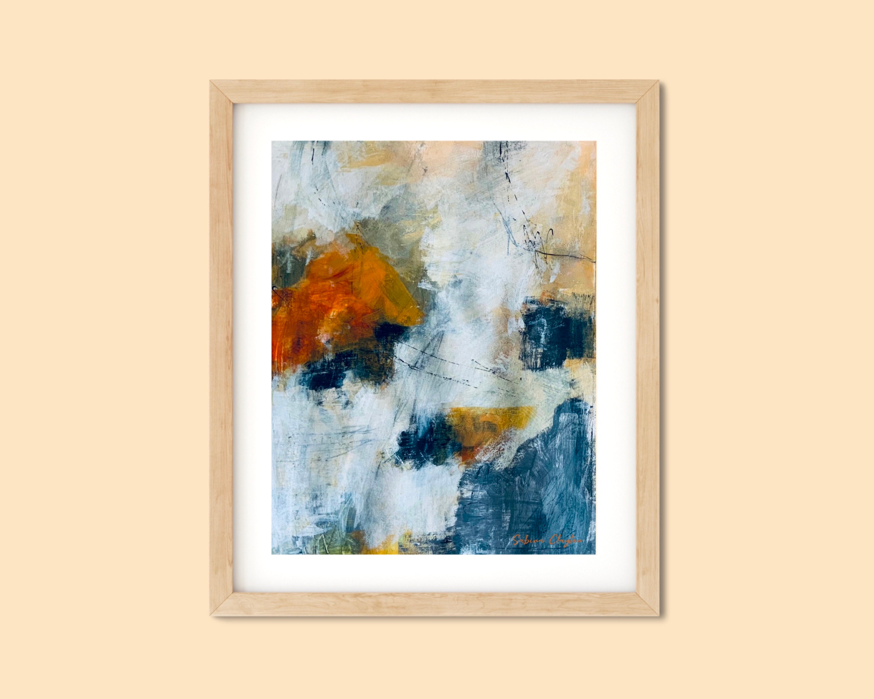 Orange and Blue Abstract Art, Printable Wall Art, High Resolution ...