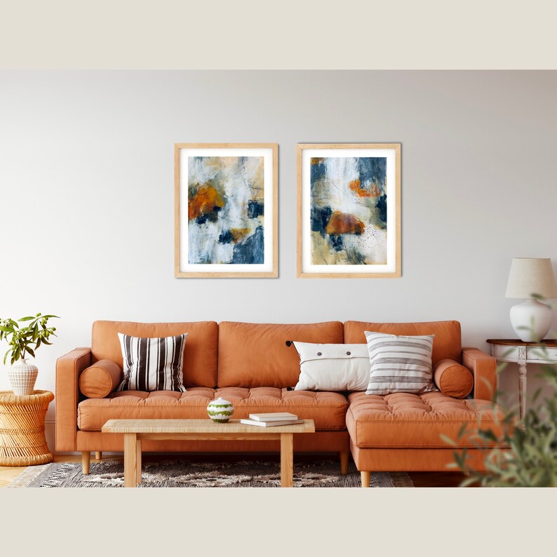 Orange and Blue Abstract Art, Printable Wall Art, High Resolution ...