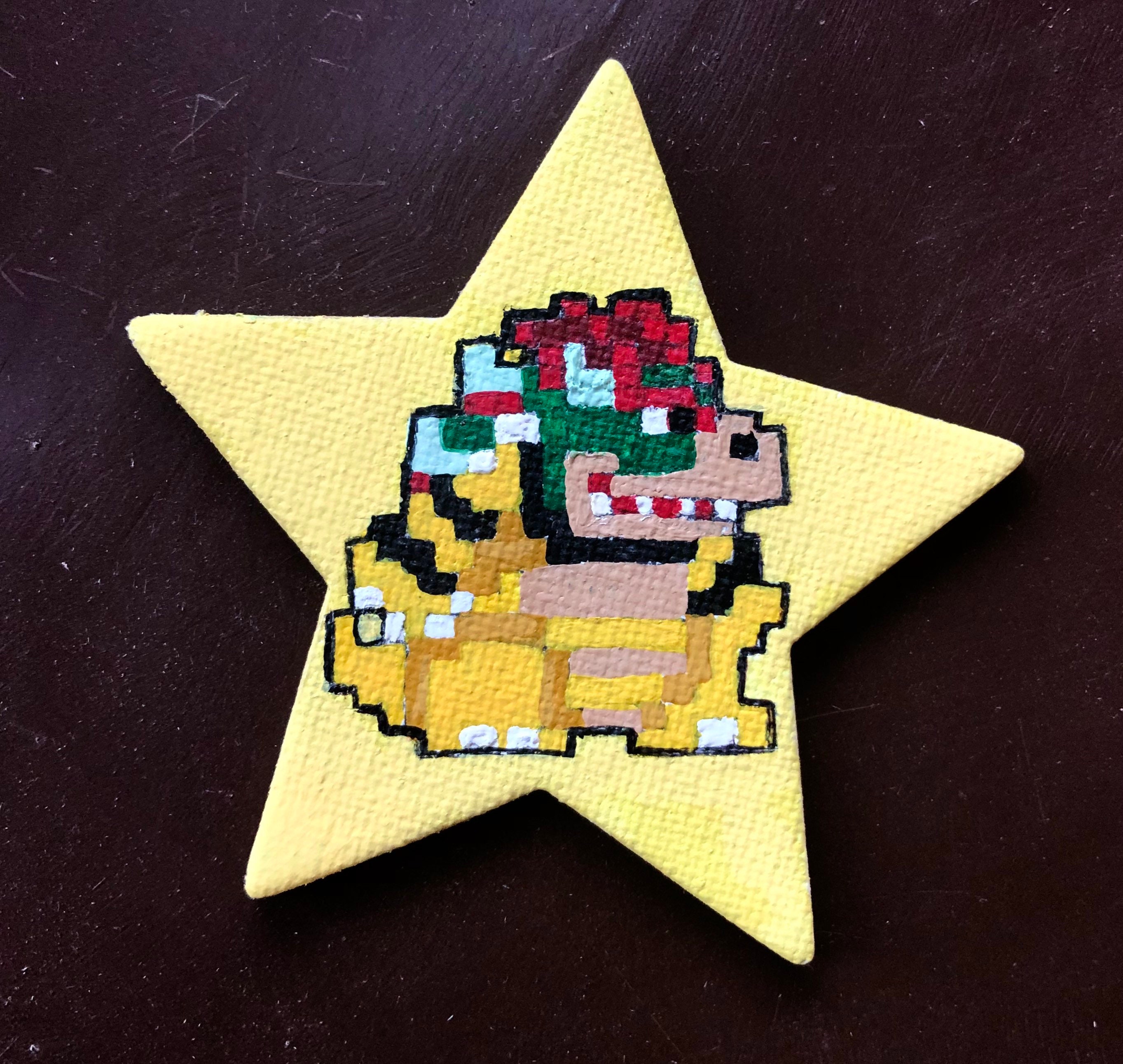 Gold Star Bowser Magnetic Acrylic Mini Star Canvas Painting | Etsy