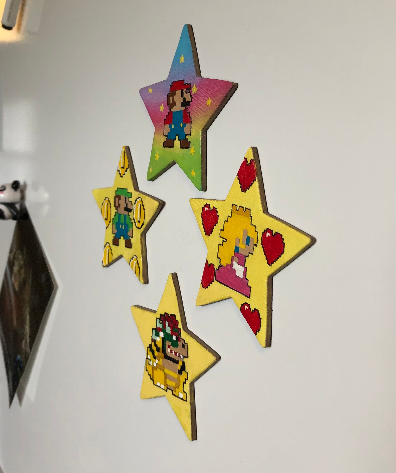 Gold Star Bowser Magnetic Acrylic Mini Star Canvas Painting | Etsy