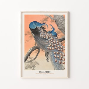 Ohara Koson Peacock Poster, Japanese Art Print, Hokusai Print, Ohara ...