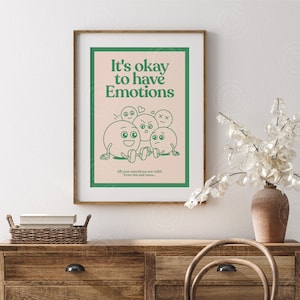 It's Okay to Have Emotions Print, Digital Download, Retro Quote Wall ...