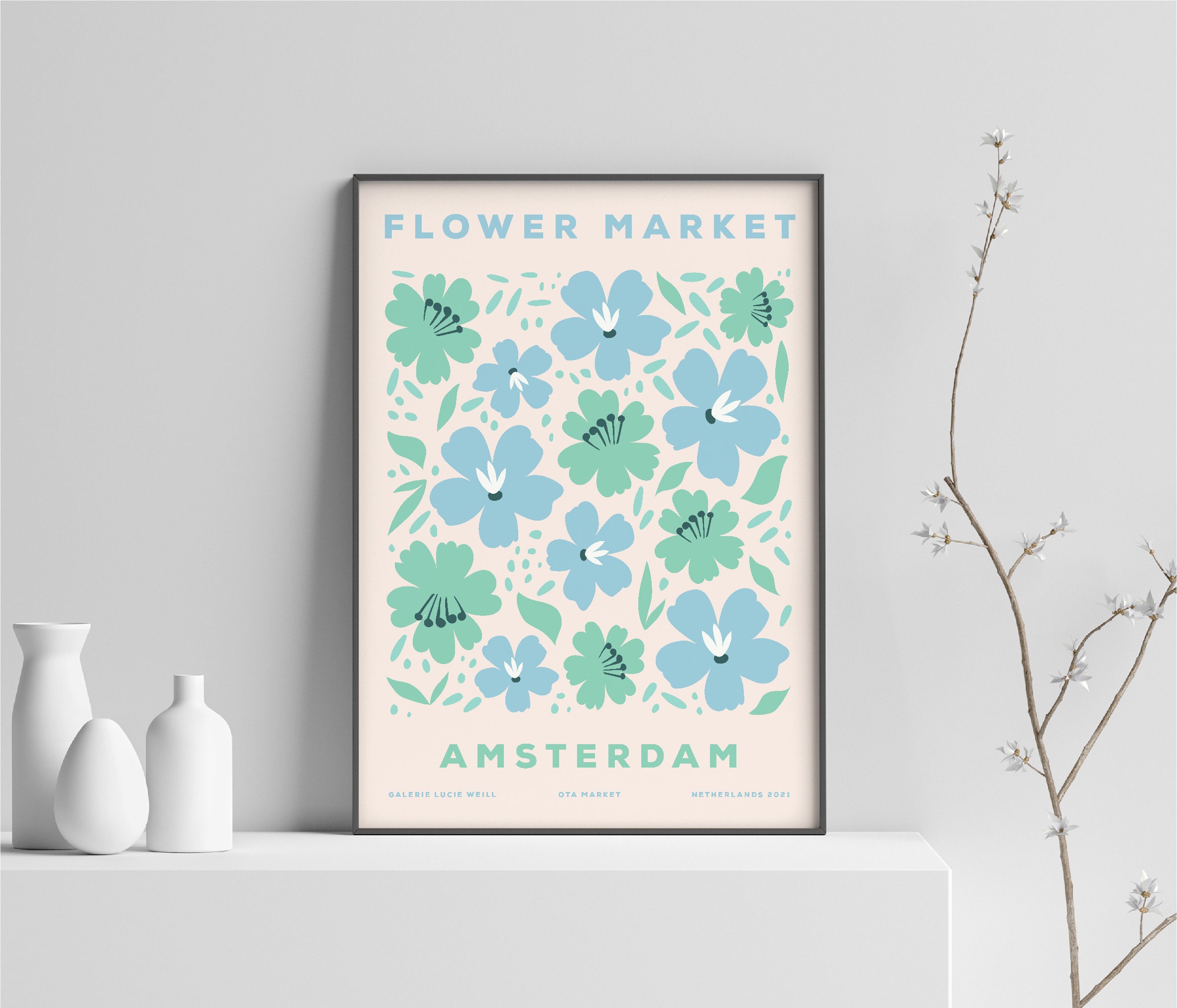 Flower Market Poster Flower Market Prints Digital Download Etsy